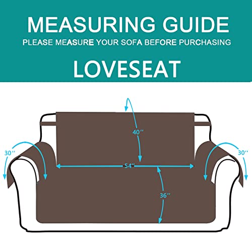 U-NICE HOME Loveseat Sofa Cover Reversible Couch Cover for Dogs with Elastic Straps Water Resistant Furniture Protector for Pets Couch Cover for 2 Cushion Couch (Loveseat, Coffee/Beige)