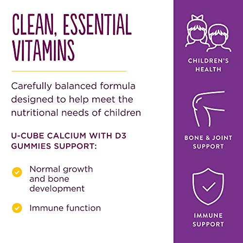 Solgar U-Cubes Children's Calcium with Vitamin D3, 60 Gummies - Strawberry Flavor - Supports Bone & Teeth Health - Non GMO Gluten Free, Dairy Free - 30 Servings
