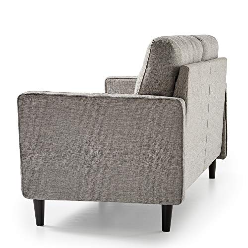 ZINUS Benton Loveseat Sofa, Grid Tufted Cushions, Easy, Tool-Free Assembly, Soft Grey