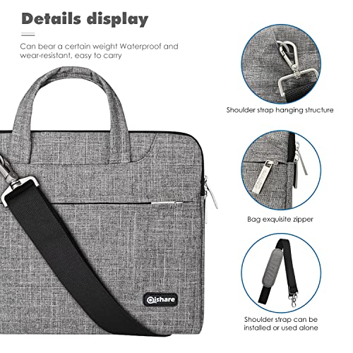 Qishare 11.6 12 inch Laptop Case Laptop Shoulder Bag, Multi-functional Notebook Sleeve Carrying Case With Strap for Notebook Microsoft Surface Pro 6/5/4/3 Macbook Air 11 12(Gray Lines)