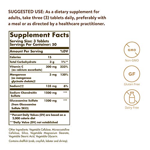 Solgar Extra Strength Glucosamine Chondroitin Complex, 150 Tablets - Promotes Healthy Joints - Supports Comfortable Movement - Non-GMO, Gluten Free, Dairy Free - 50 Servings