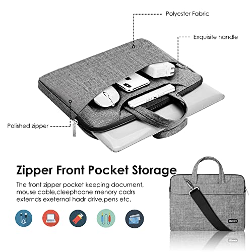 Qishare 11.6 12 inch Laptop Case Laptop Shoulder Bag, Multi-functional Notebook Sleeve Carrying Case With Strap for Notebook Microsoft Surface Pro 6/5/4/3 Macbook Air 11 12(Gray Lines)