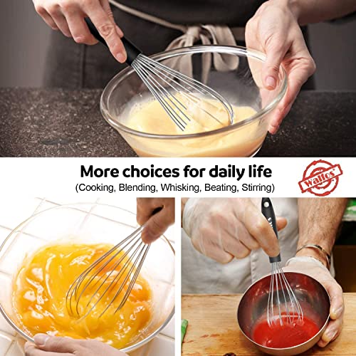 Stainless Steel Wire Whisk Set - 3 Packs Balloon Whisk, Thick Wire Wisk & Strong Handles, Egg Frother for Cooking, Blending, Whisking, Beating and Stirring (8.5"+10"+11")