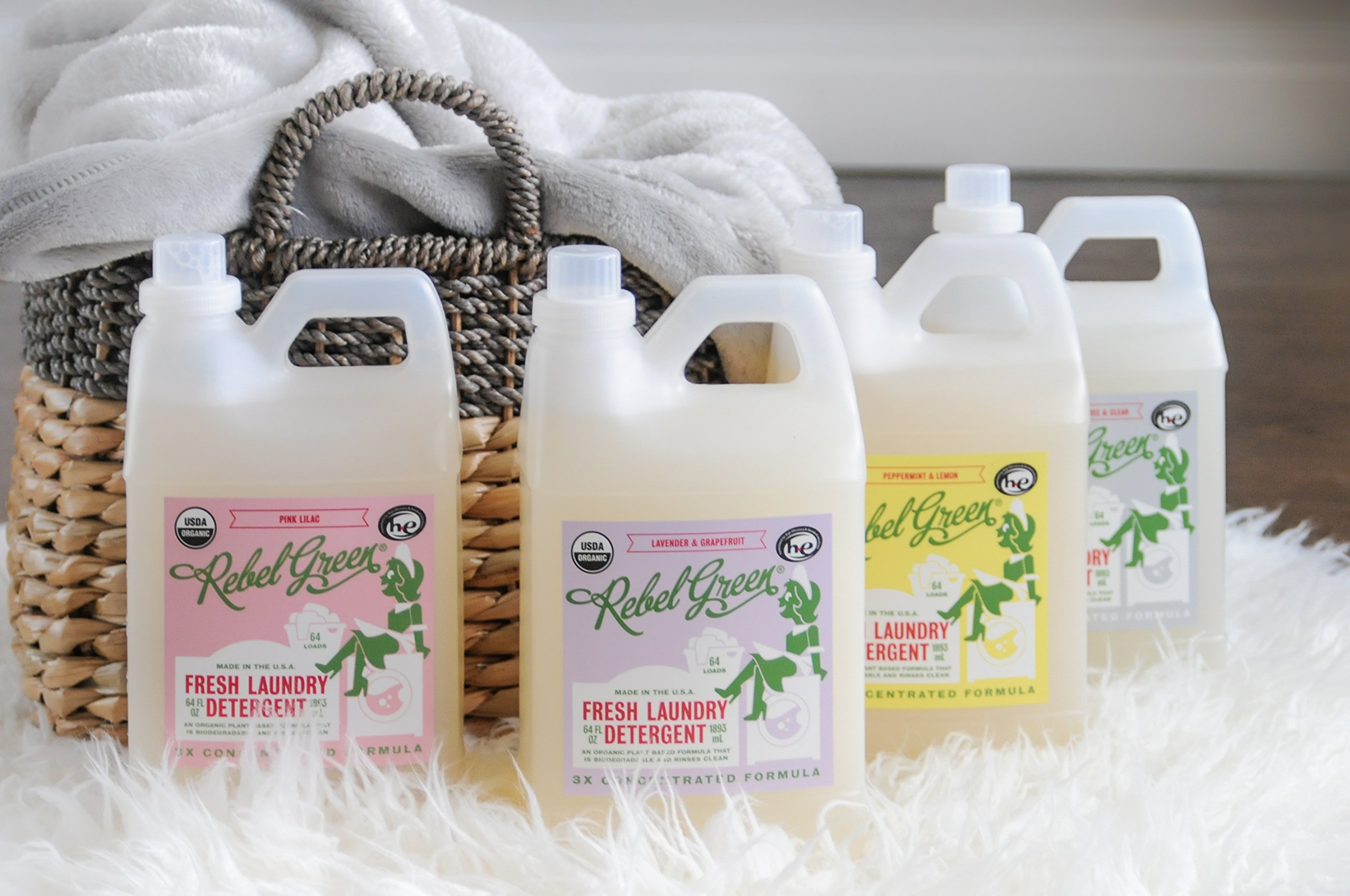 Rebel Green Laundry Detergent, Organic and Sulfate Free Hypoallergenic Laundry Soap, Unscented, 64 Load Bottle