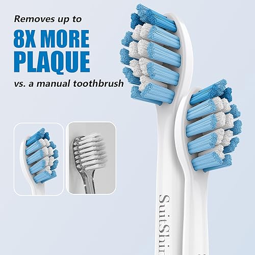SuitShine Replacement Toothbrush Heads for Philips Sonicare Replacement Heads, Compatible with Phillips Sonicare Snap-on Electric Tooth Brushes, 6 Pack