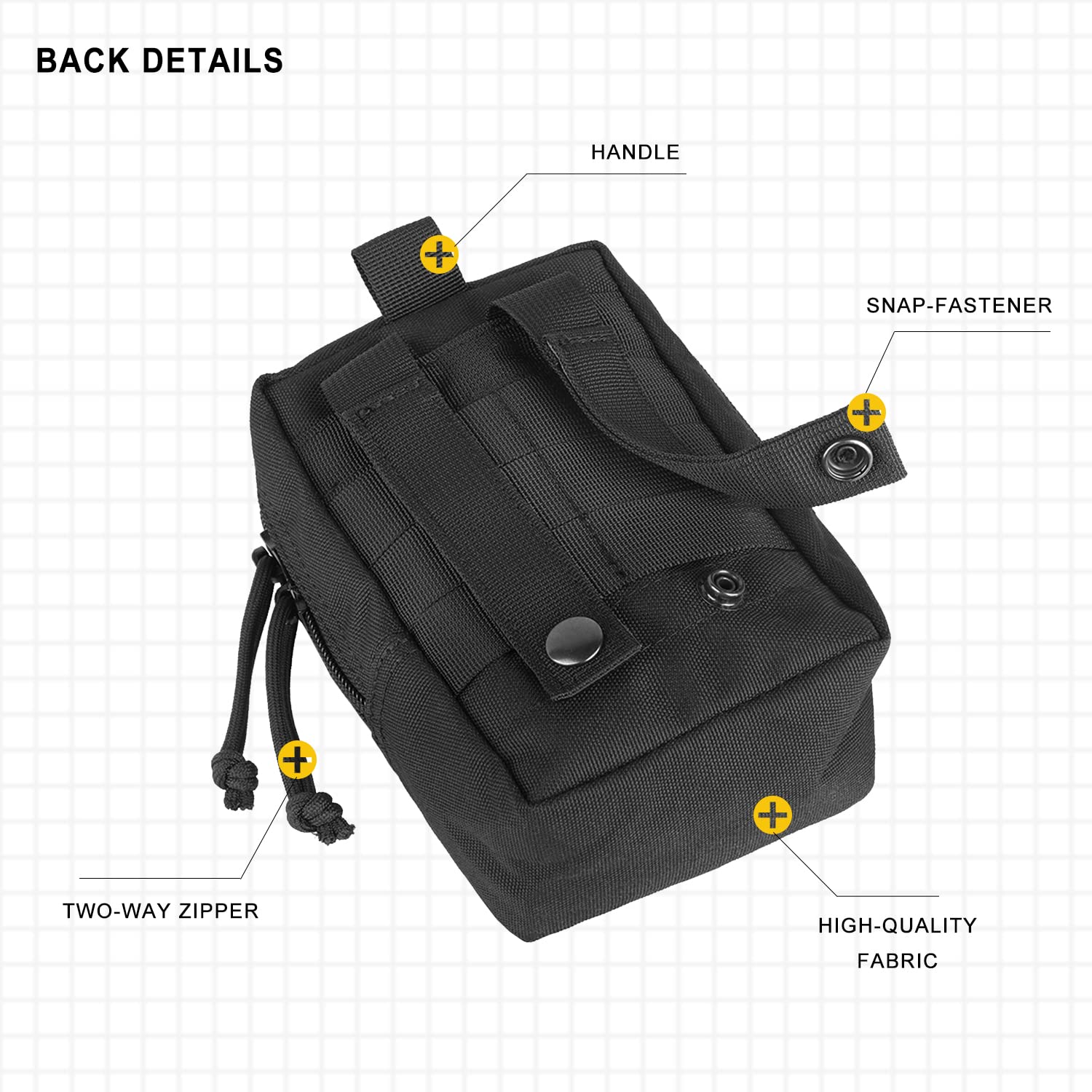 AMYIPO Mini MOLLE Pouch Multi-Purpose Compact Tactical Waist Bags Small Utility EDC Pouch (Black - Mini Pouch (2PCS))