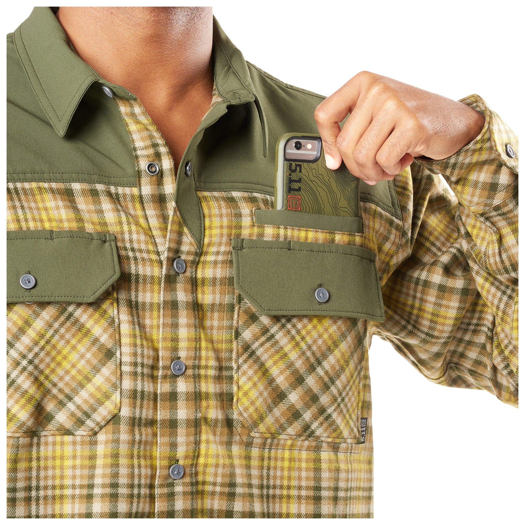 5.11 Tactical Men's Endeavor Long Sleeve Flannel Shirt, Kangaroo Plaid, XS 72468
