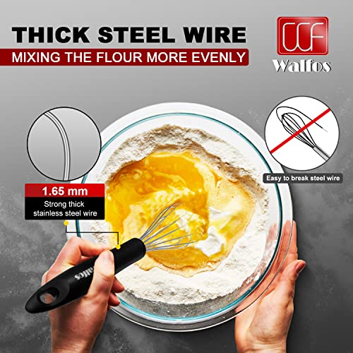 Stainless Steel Wire Whisk Set - 3 Packs Balloon Whisk, Thick Wire Wisk & Strong Handles, Egg Frother for Cooking, Blending, Whisking, Beating and Stirring (8.5"+10"+11")
