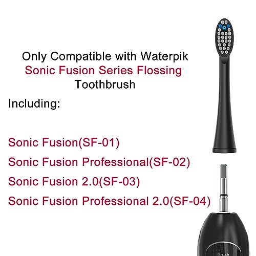 Replacement Flossing Toothbrush Heads(6-pc) Fit for Waterpik Sonic Fusion 2.0 SF-01, SF-02, SF03 & SF-04 Tooth Brush Refill Pisoniclea(SF-Black)