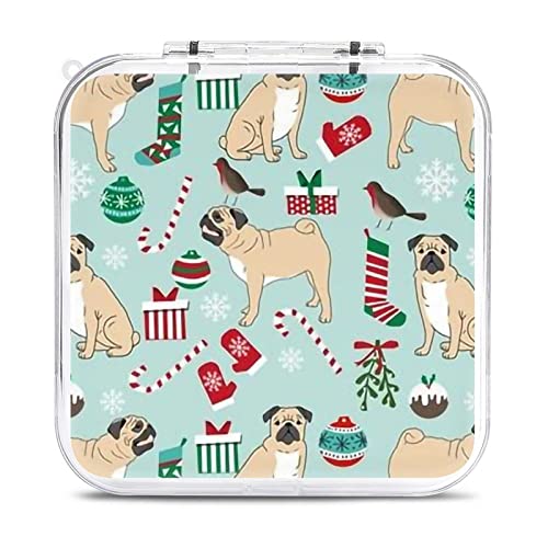 Pug christmas fabric cute pugs design Game Card Case for Swítch Protective Portable Case Box with 12 Cartridge Slots