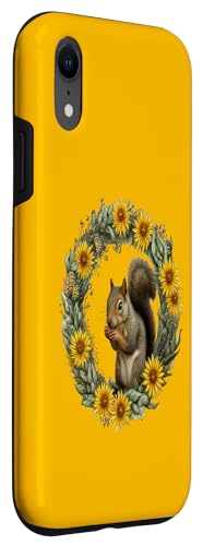 iPhone XR Gray Squirrel With Yellow Flower Wreath Kentucky State Art Case