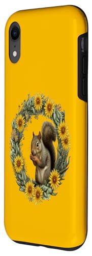 iPhone XR Gray Squirrel With Yellow Flower Wreath Kentucky State Art Case