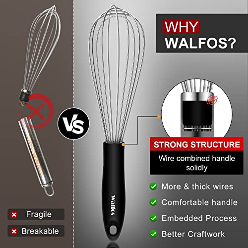 Stainless Steel Wire Whisk Set - 3 Packs Balloon Whisk, Thick Wire Wisk & Strong Handles, Egg Frother for Cooking, Blending, Whisking, Beating and Stirring (8.5"+10"+11")