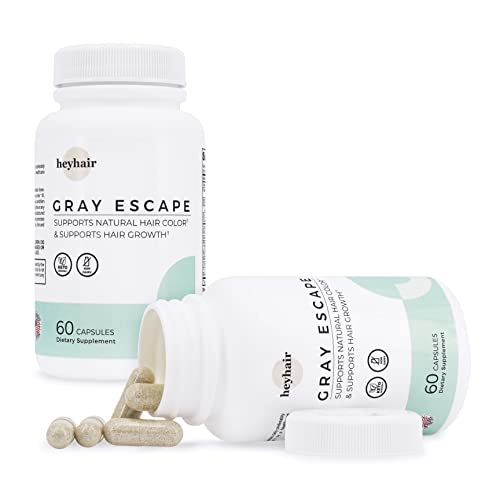 heyhair Gray Escape Advanced Anti Gray Hair Growth Supplement - Catalase, Saw Palmetto, Biotin, FoTi, PABA (2 Capsules per Day / 1 Month Supply)