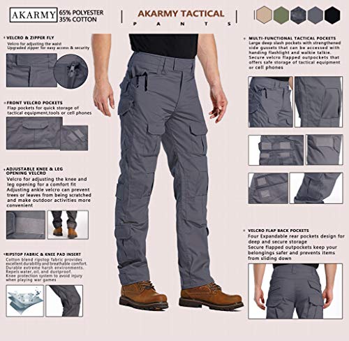 AKARMY Men's Hiking Pants for Men, Camo Travel Pants, Lightweight Mens Work Pants HYG3WF Gray 36