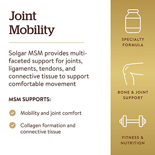 Solgar MSM 1000 mg, 120 Tablets - Supports Joints & Connective Tissue - Non-GMO, Vegan, Gluten Free, Dairy Free, Kosher, Halal - 120 Servings