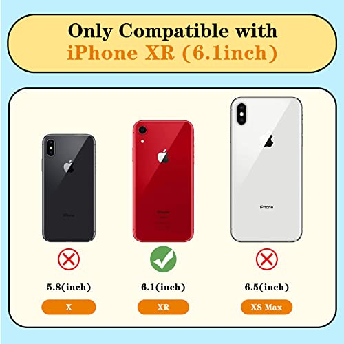 Petitian for iPhone XR Case Stand/String, Luxury Cute Women Girls Heart Electroplated Designer Phone Cases for XR, Yellow