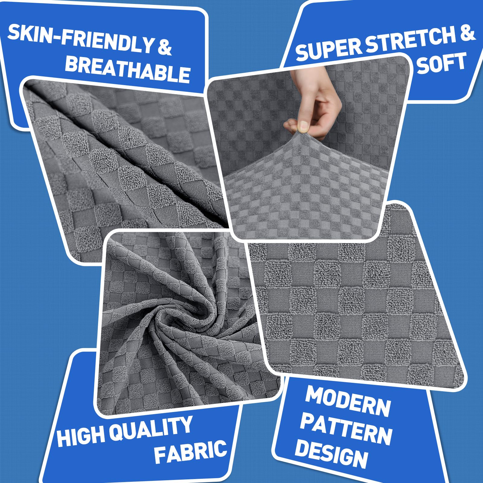 MAXIJIN 3 Piece Jacquard Couch Covers for 2 Cushion Couch Stretch Non Slip Love Seat Couch Cover for Dogs Pet Friendly Elastic Furniture Protector Loveseat Slipcovers (Loveseat, Light Gray)