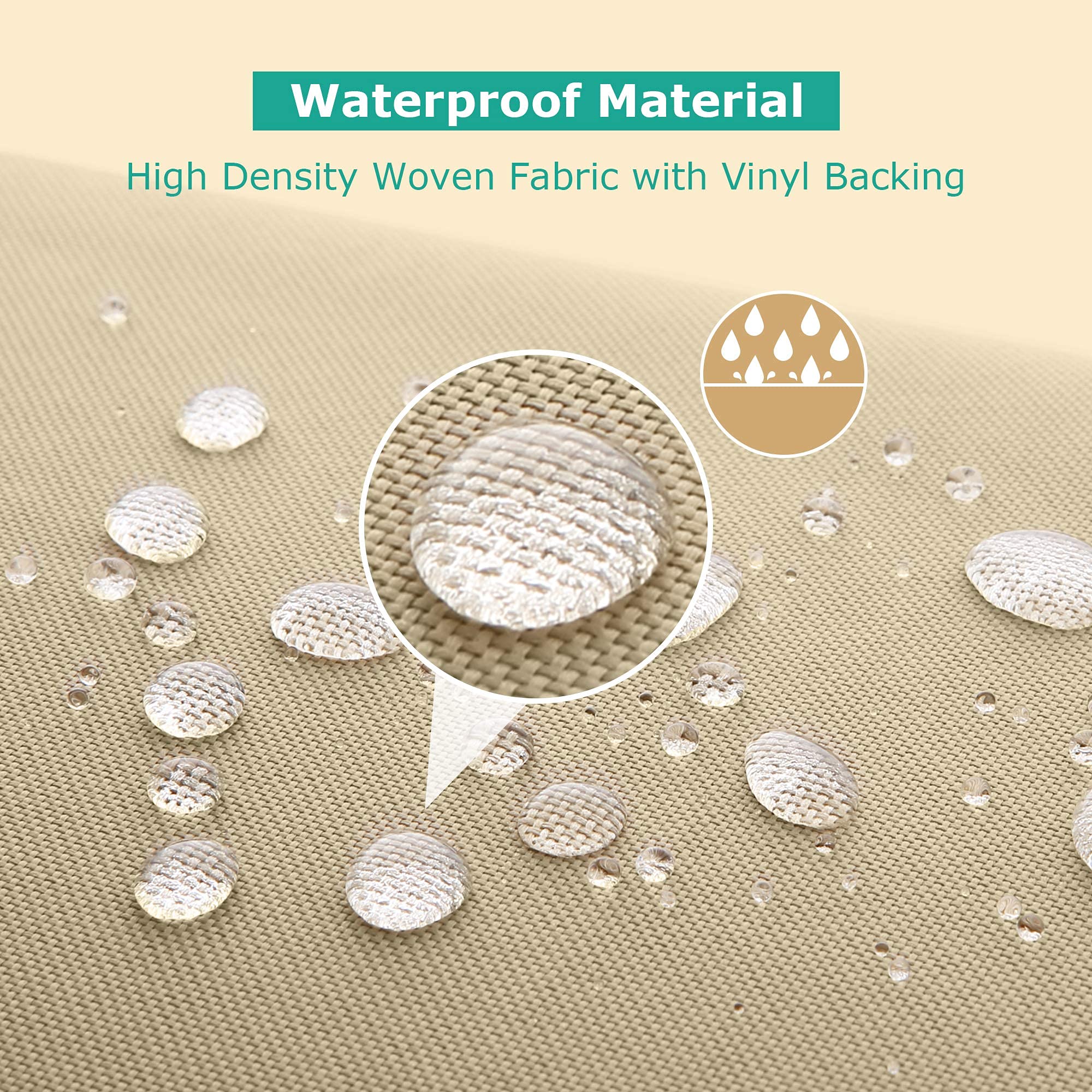 SunPatio Waterproof Patio Sofa Covers, Heavy Duty Outdoor Furniture Covers, Deep Seated Loveseat Covers with Air Vent/Closure Straps/Drawstrings, All Weather Protection, 60" L x 40" W x 32" H, Beige