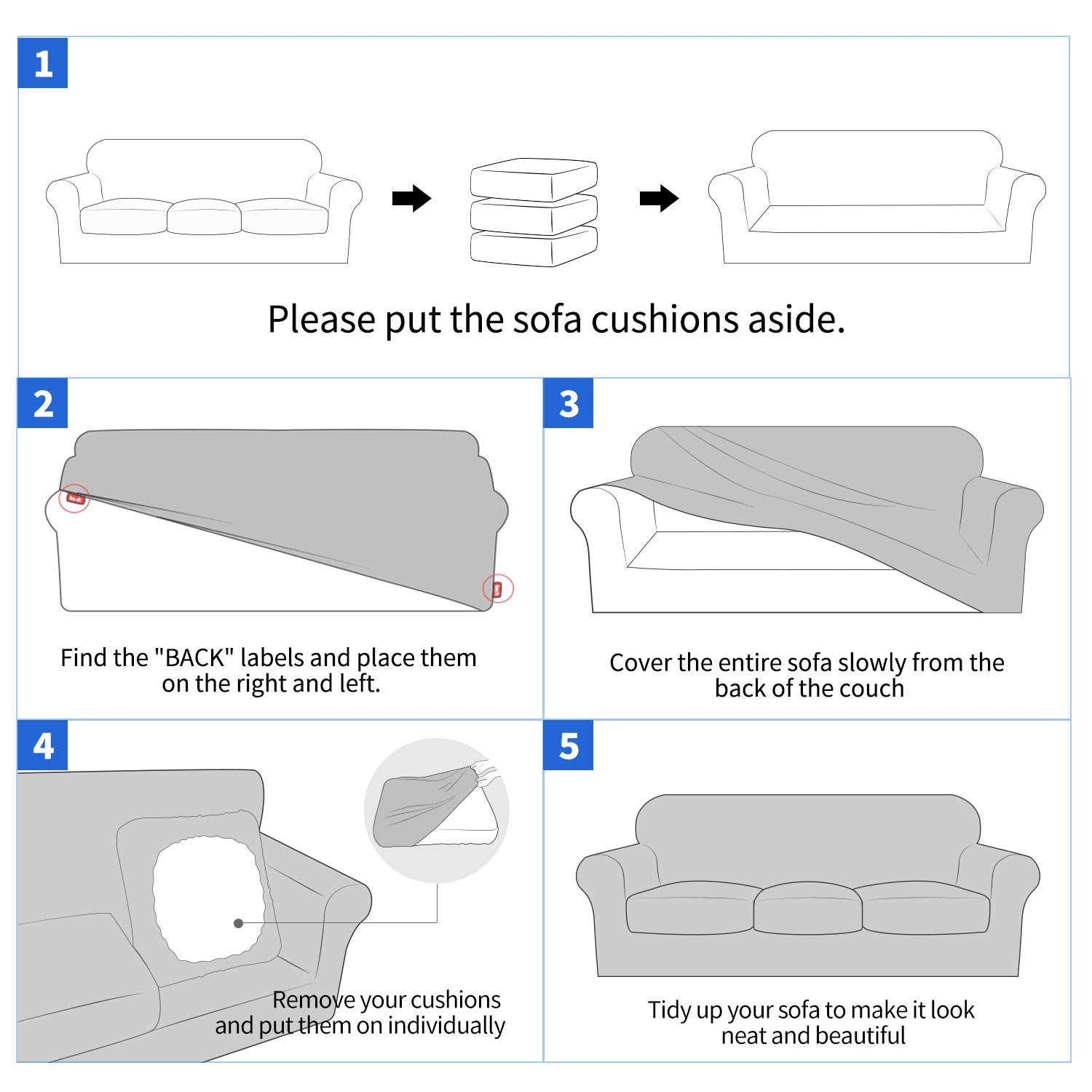 MAXIJIN 3 Piece Jacquard Couch Covers for 2 Cushion Couch Stretch Non Slip Love Seat Couch Cover for Dogs Pet Friendly Elastic Furniture Protector Loveseat Slipcovers (Loveseat, Light Gray)
