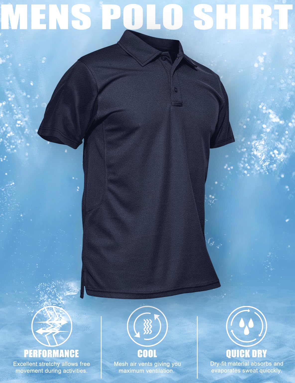 MAGCOMSEN Navy Blue Polo Shirts for Men T Shirts Short-Sleeve Hiking Shirts Hunting Shirt Tactical Shirts Navy L