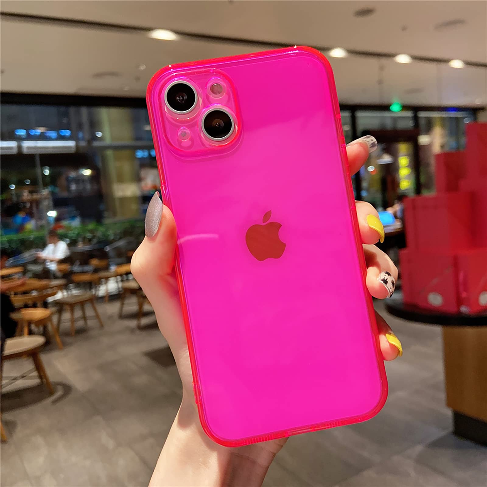 NOVOSTAR Cool Neon Phone Case,Protective Soft Silicone Pink Phone Case-Yellow-for iPhone xr