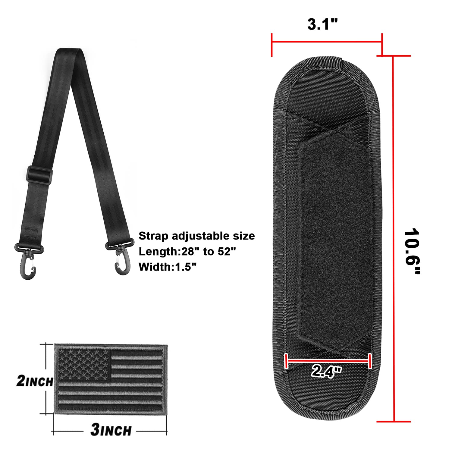 AMYIPO Luggage Duffel Bag Shoulder Pad 52" Universal Replacement Laptop Adjustable Shoulder Strap for Duffel Bag Strap Computer Bags Laptop Case Crossbody Bag Strap Pet Carrier (Black & Strap)