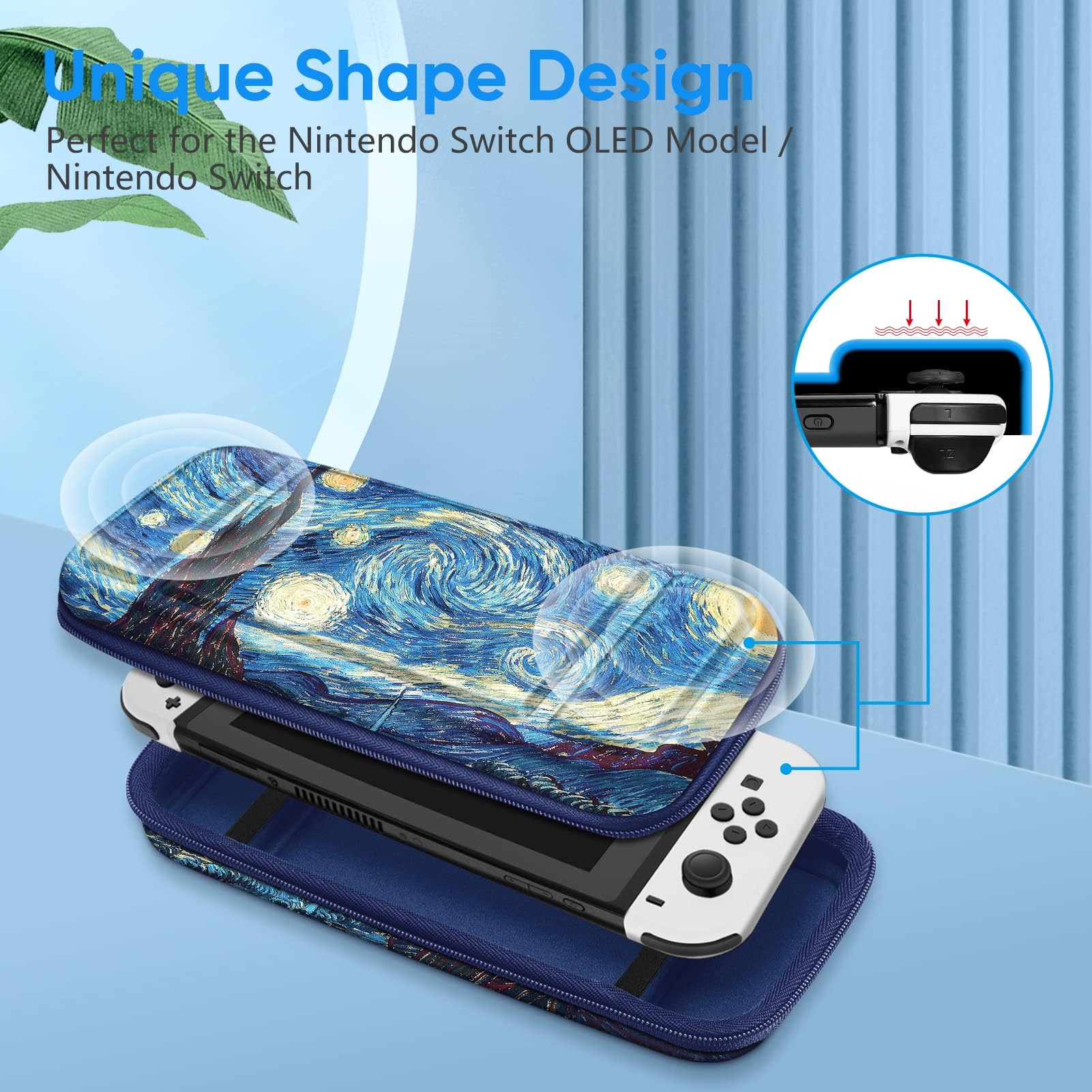 Fintie Carrying Case for Nintendo Switch OLED Model 2021/Switch 2017, [Shockproof] Hard Shell Protective Cover Travel Bag with 10 Game Card Slots & Inner Pocket, Starry Night