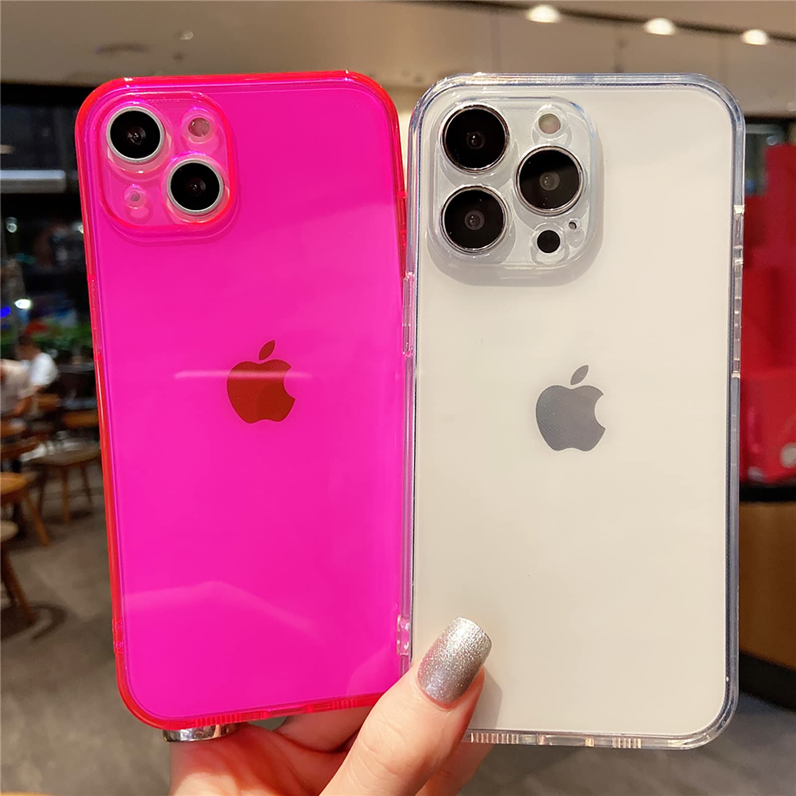 NOVOSTAR Cool Neon Phone Case,Protective Soft Silicone Pink Phone Case-Yellow-for iPhone xr
