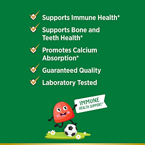 Nature's Bounty Kids Vitamin D3 Immune Health Support Gummies, Natural Strawberry, Orange & Lemon Flavored, Non GMO + Gluten Free, 90 Gummies