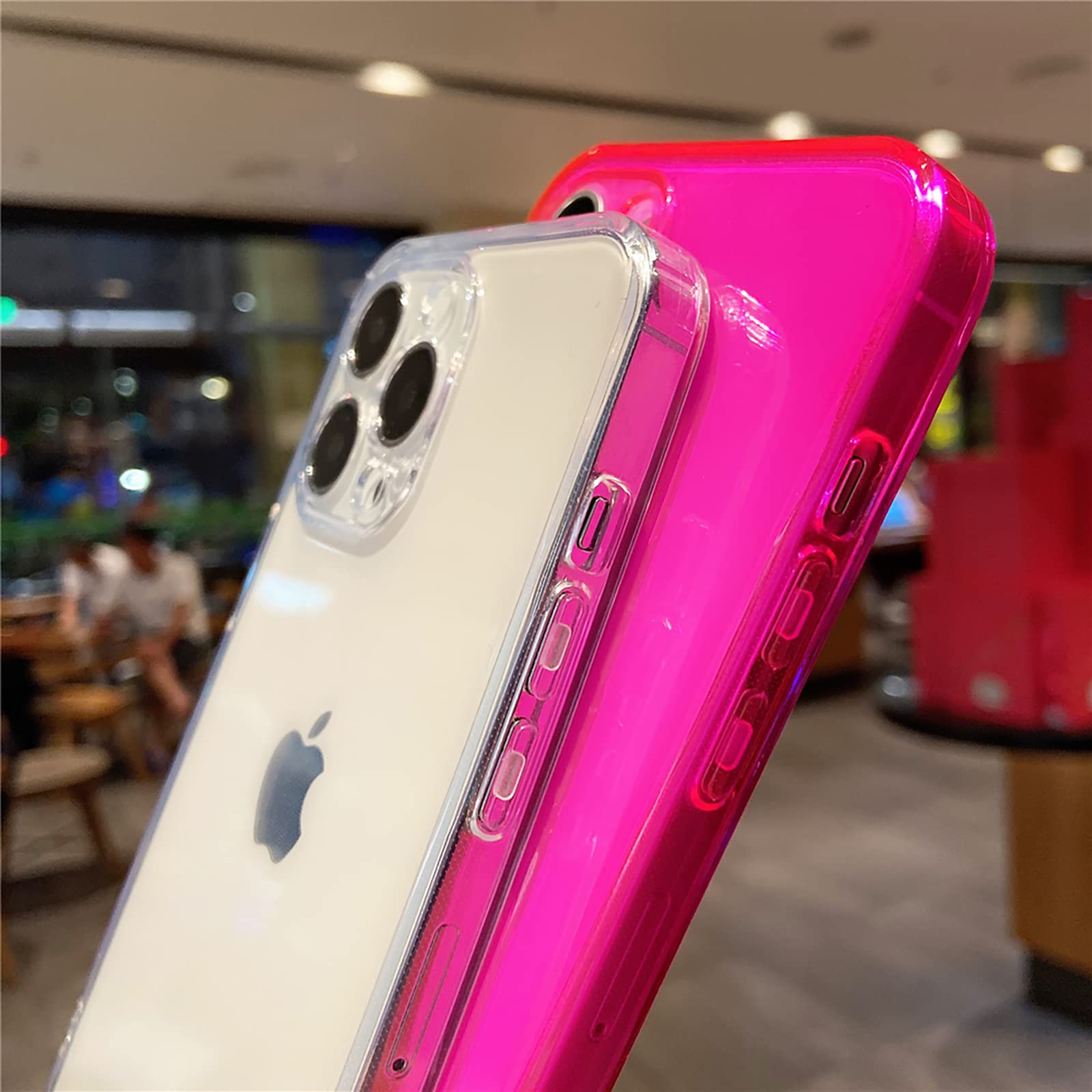 NOVOSTAR Cool Neon Phone Case,Protective Soft Silicone Pink Phone Case-Yellow-for iPhone xr