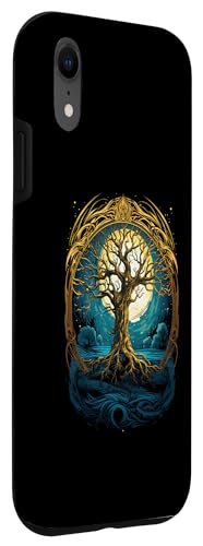 iPhone XR Odin Tree of Life Viking Valhalla Pagan Blue and Yellow Case
