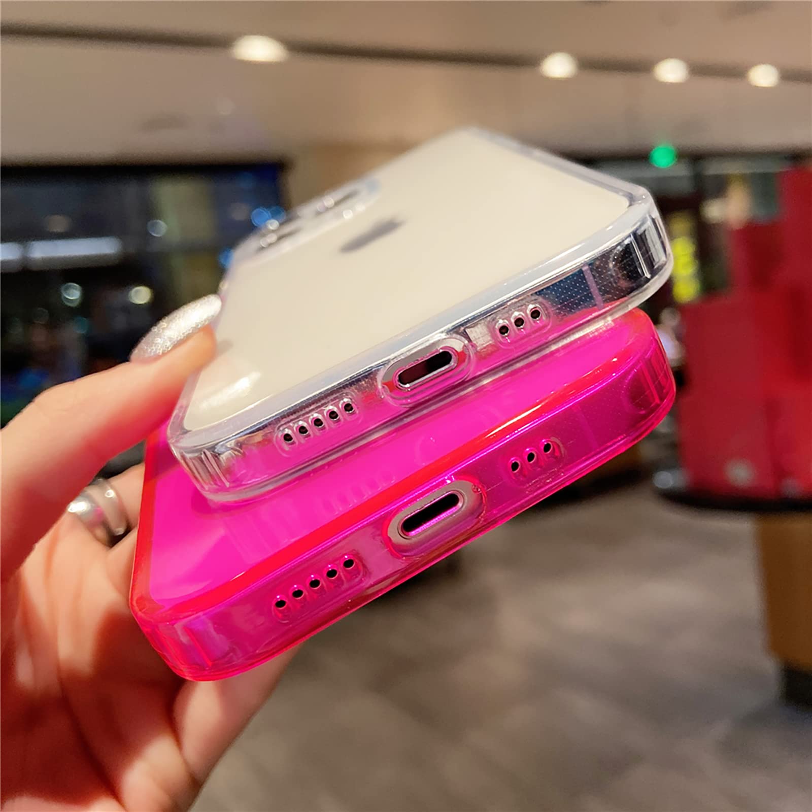 NOVOSTAR Cool Neon Phone Case,Protective Soft Silicone Pink Phone Case-Yellow-for iPhone xr