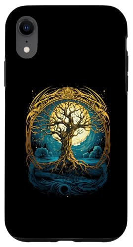 iPhone XR Odin Tree of Life Viking Valhalla Pagan Blue and Yellow Case