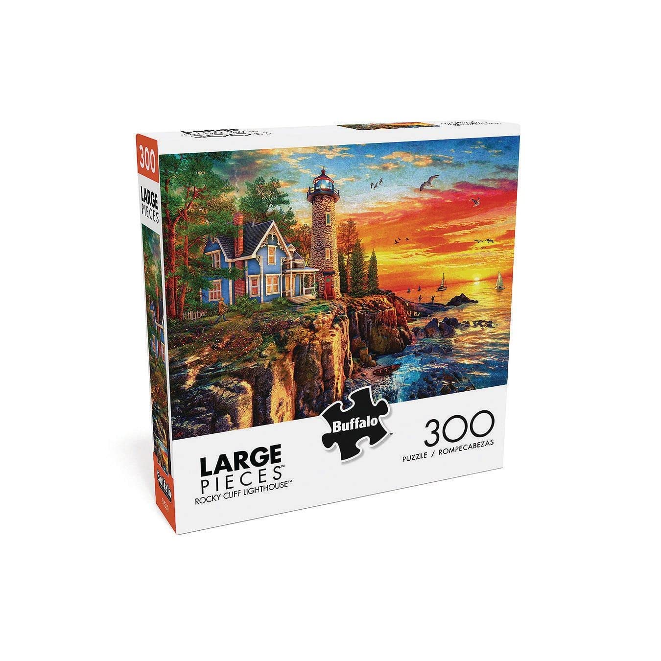 Buffalo Games - Dominic Davison - Rocky Cliff Lighthouse - 300 Piece Jigsaw Puzzle for Adults -Challenging Puzzle Perfect for Game Nights - Finished Size is 21.25 x 15.00