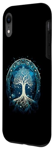 iPhone XR Odin Tree of Life Viking Valhalla Pagan Blue and Yellow Case