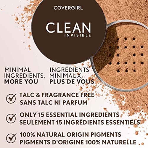 COVERGIRL Clean Invisible Loose Powder - Loose Powder, Setting Powder, Vegan Formula - Translucent Medium, 20g (0.7 oz)