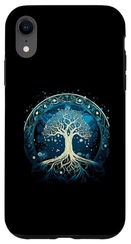 iPhone XR Odin Tree of Life Viking Valhalla Pagan Blue and Yellow Case