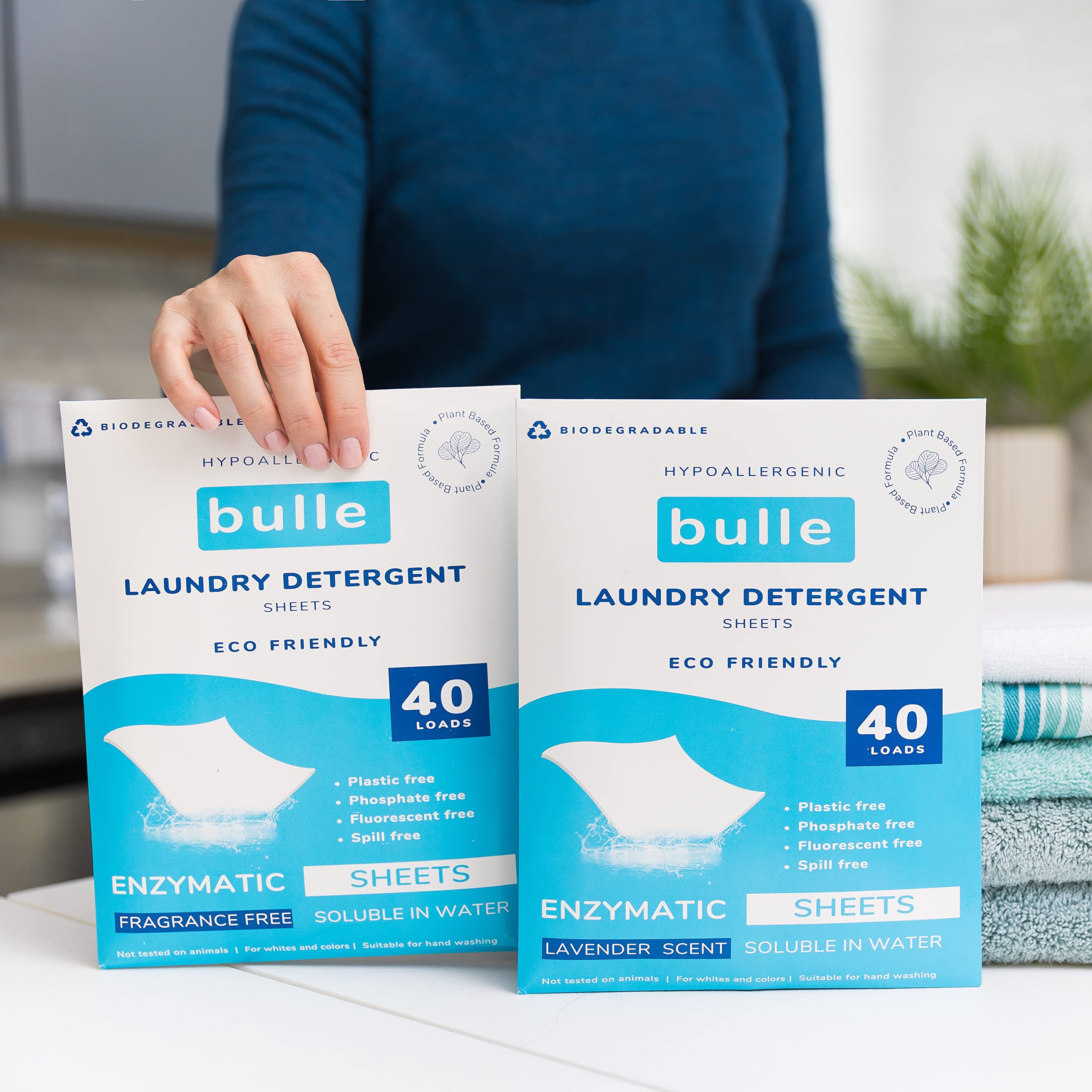 bulle - Laundry Detergent Sheets - Clothes Cleaning Solution, Removes Stain, Dirt & Odor, No Irritating Ingredients, Washing Strips, Fresh Linen Scent, Mothers Household Companion, 40 count, Unscented