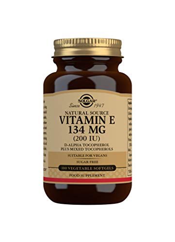 Solgar Vitamin E 200 IU, 100 Vegetarian Softgels - Natural Antioxidant, Skin & Immune System Support - Naturally-Sourced Vitamin E - Vegan, Gluten Free, Dairy Free - 100 Servings
