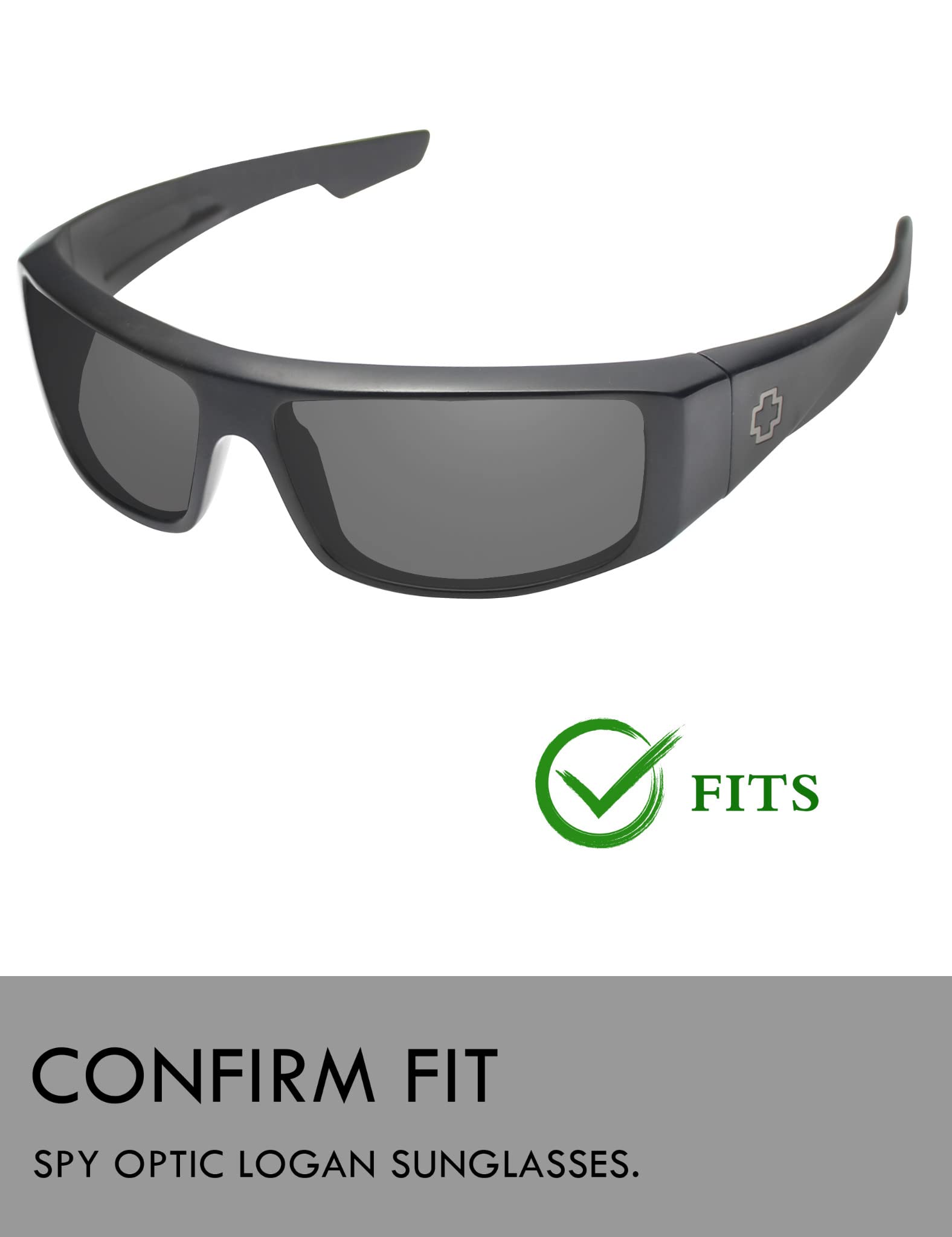 Raydi Polycarbonate Replacement Lenses for Spy Optic Logan Rectangular Sunglasses - Silver Titanium Mirror - Polarized