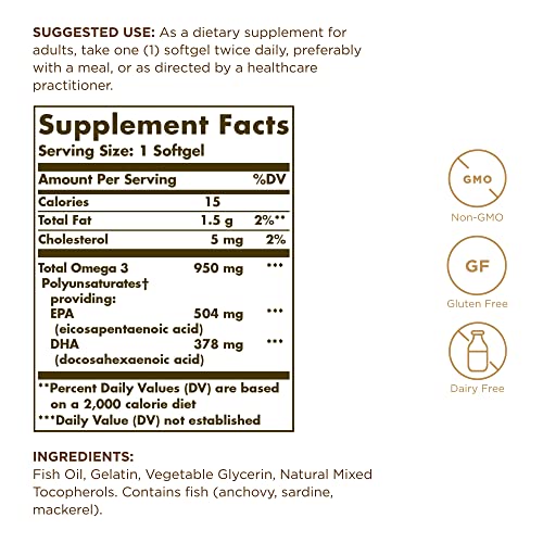 Solgar Omega 3 950 100 softgels - 2 Bottles