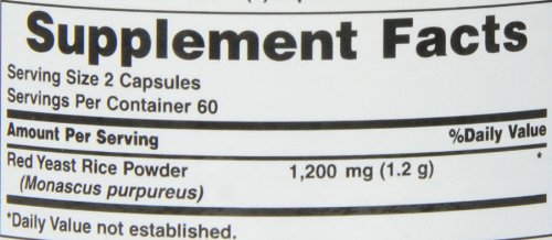 Nature's Bounty Red Yeast Rice Pills and Herbal Health Supplement, Dietary Additive, 600mg, 120 Capsules (Pack of 2)