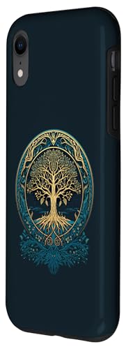 iPhone XR Odin Tree of Life Viking Valhalla Pagan Blue and Yellow Case