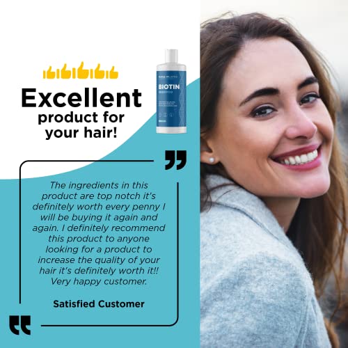 Biotin Hair Shampoo for Thinning Hair - Volumizing Biotin Shampoo for Men and Womens Dry Damaged Hair - Sulfate Free Shampoo with Biotin and Moisturizing Essential Oils over 95% Natural Derived