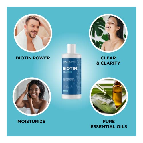 Biotin Hair Shampoo for Thinning Hair - Volumizing Biotin Shampoo for Men and Womens Dry Damaged Hair - Sulfate Free Shampoo with Biotin and Moisturizing Essential Oils over 95% Natural Derived