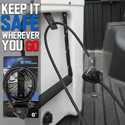 Cable Lock and Bracket in One! Compatible with Yeti & RTIC Coolers - Designed for Medium to Large Sized Yeti & Rtic Coolers (Does Not Fit Roadie) and Other Outdoor Equipment Such As Your Bike or Kayak