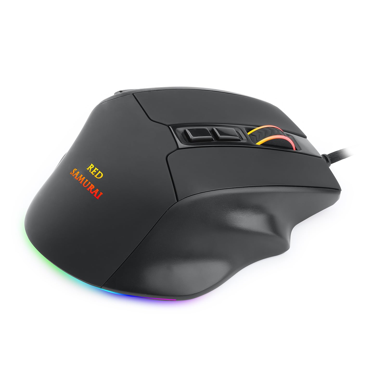 HKW Gaming Mouse, Wired Gaming Mouse, 6200 DPI Optical Sensor Chroma RGB Lighting 7 Programmable Buttons Gamers Pro Multi-Button Customization Ergonomics Classic Black