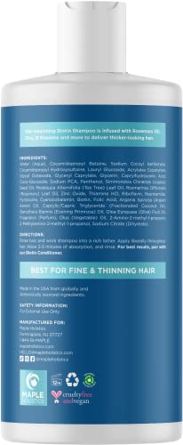 Biotin Hair Shampoo for Thinning Hair - Volumizing Biotin Shampoo for Men and Womens Dry Damaged Hair - Sulfate Free Shampoo with Biotin and Moisturizing Essential Oils over 95% Natural Derived
