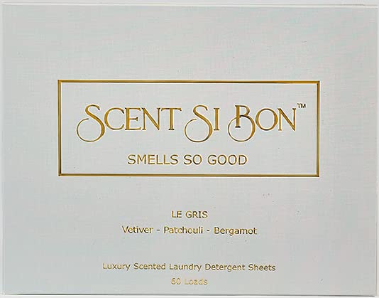 Scent Si Bon Luxury Scented Laundry Detergent Sheets, 60 Loads, Le Gris Scent Inspired by Dior Sauvage, Eco-Friendly Formula, Biodegradable Detergent Strips, Liquid-Free Laundry Sheets